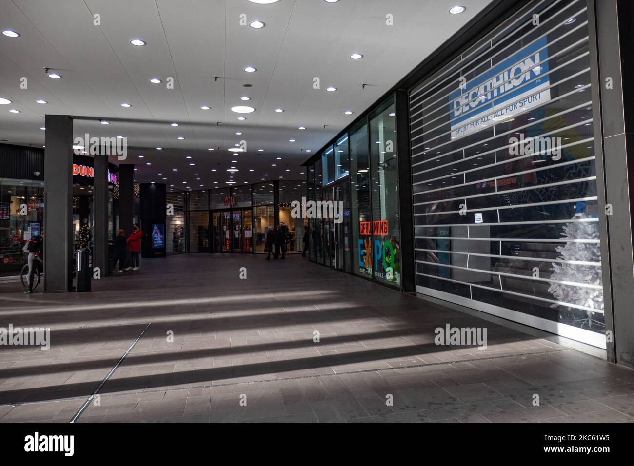 Closed Decathlon sports shop in a mall in the Netherlands during the ...