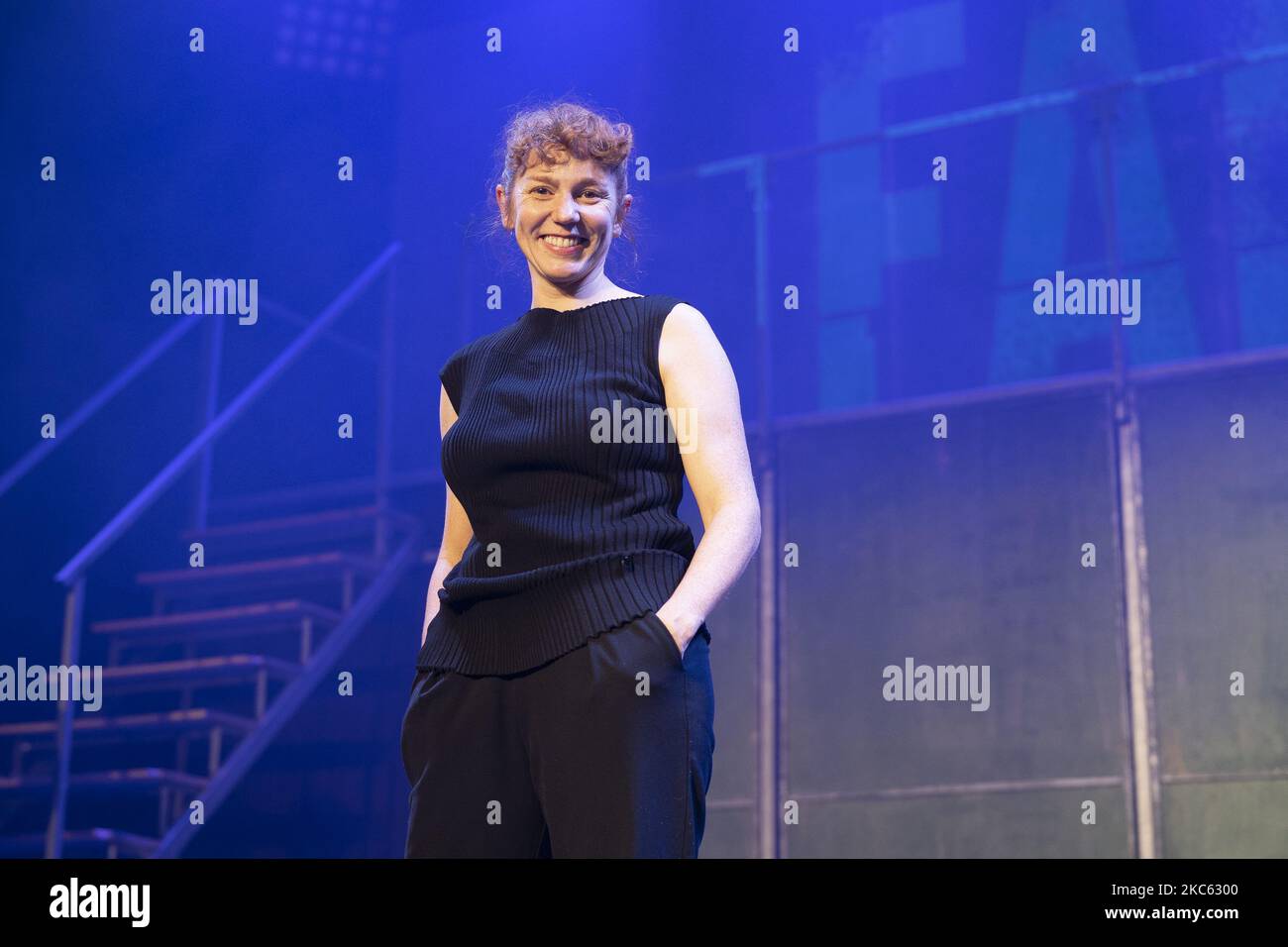 the actress María Vazquez during the performance of the play Fariña ...