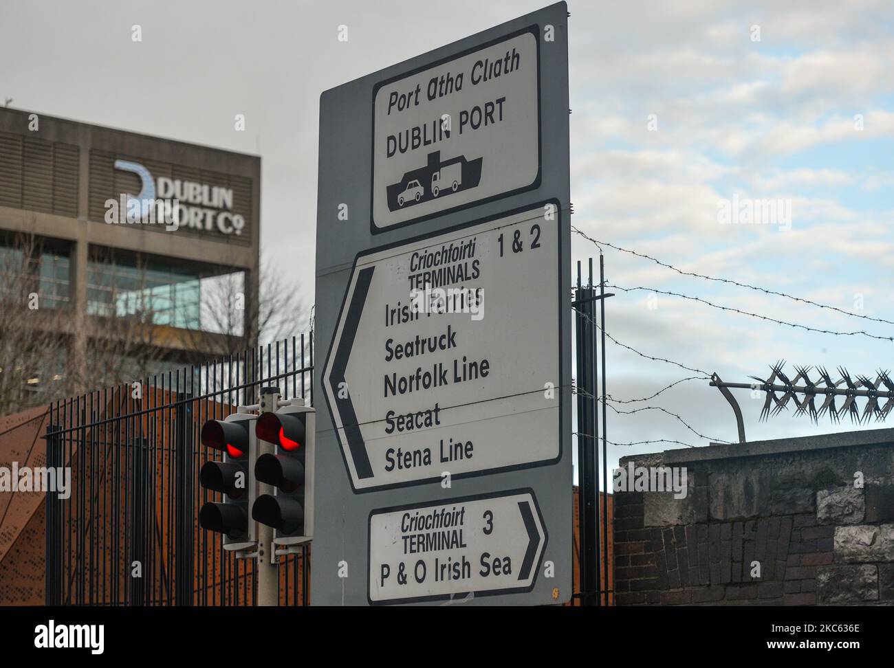 Direction signs to ferries in Dublin Port. On Thursday, December 17 ...