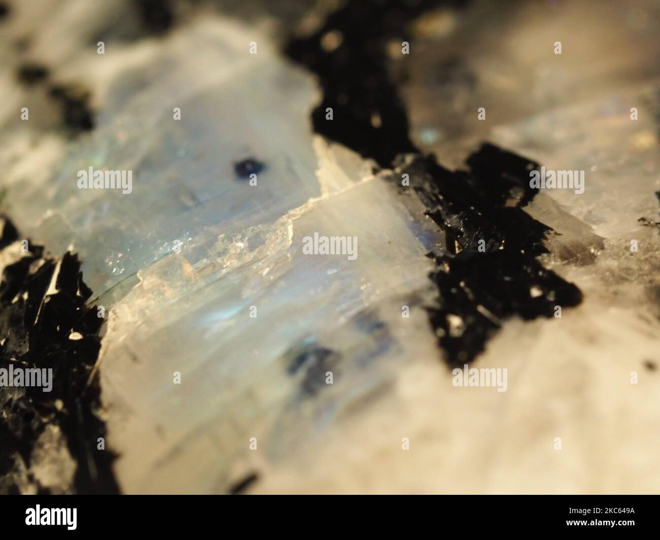 Moonstone with Black and Rainbow Inclusions Stock Photo - Alamy