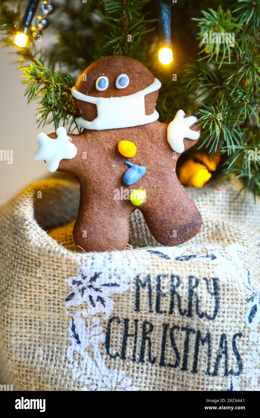 Gingerbread man wearing surgical face masks, baked by a local ...