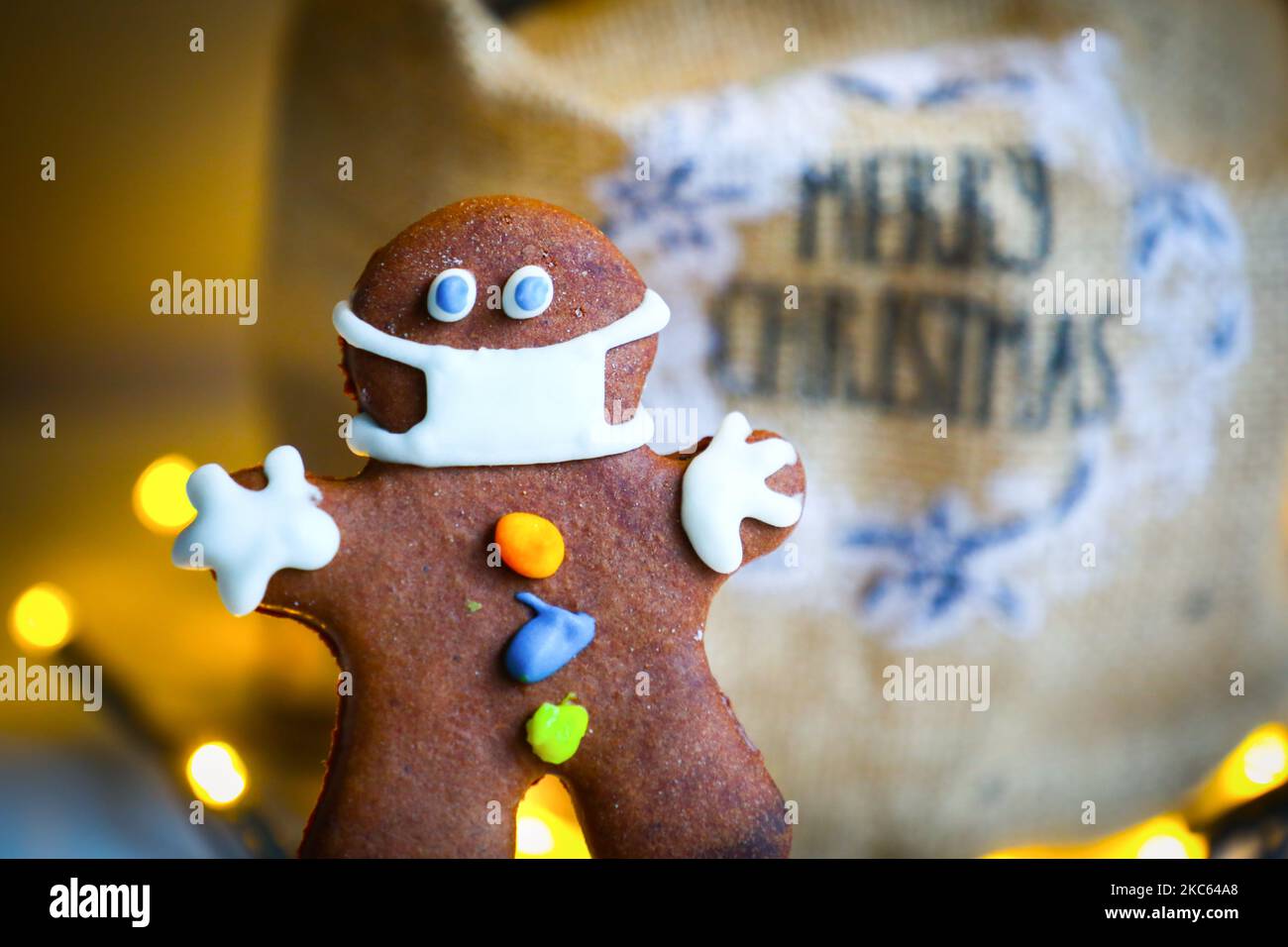 Gingerbread man wearing surgical face masks, baked by a local ...