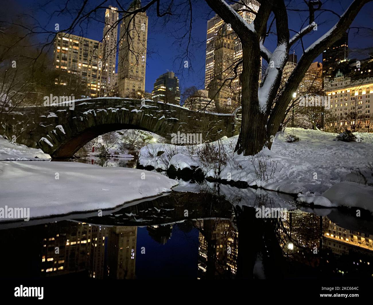 A view of Central Park after a big snowstorm hit the East Coast of the ...