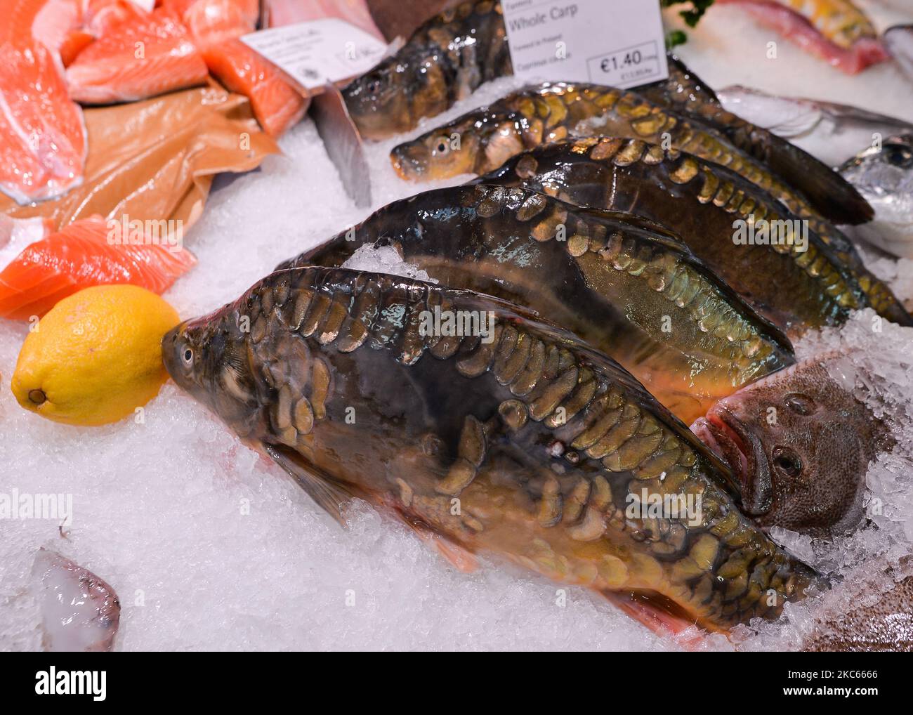 Carp for sale at a fish store in Howth, Dublin. Following Brexit, the ...