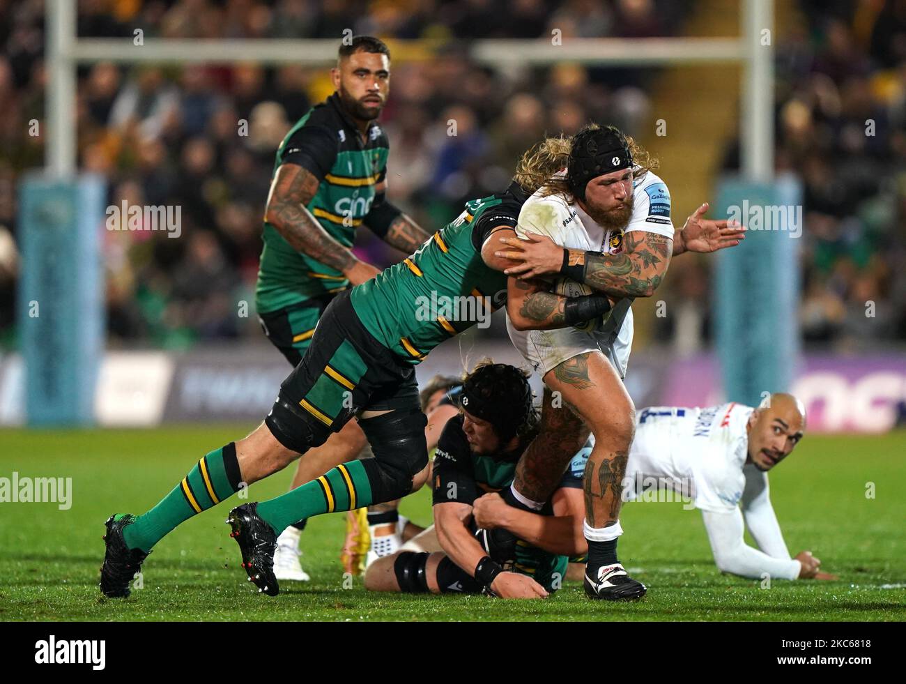 Exeter Chiefs' Harry Williams tackled by Northampton Saints' Angus ... Exeter Chiefs' Harry Williams tackled by Northampton Saints' Angus ...