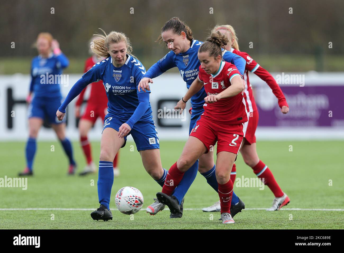 Becky JANE of Liverpool in action with Durham Women's Sarah Robson and ...