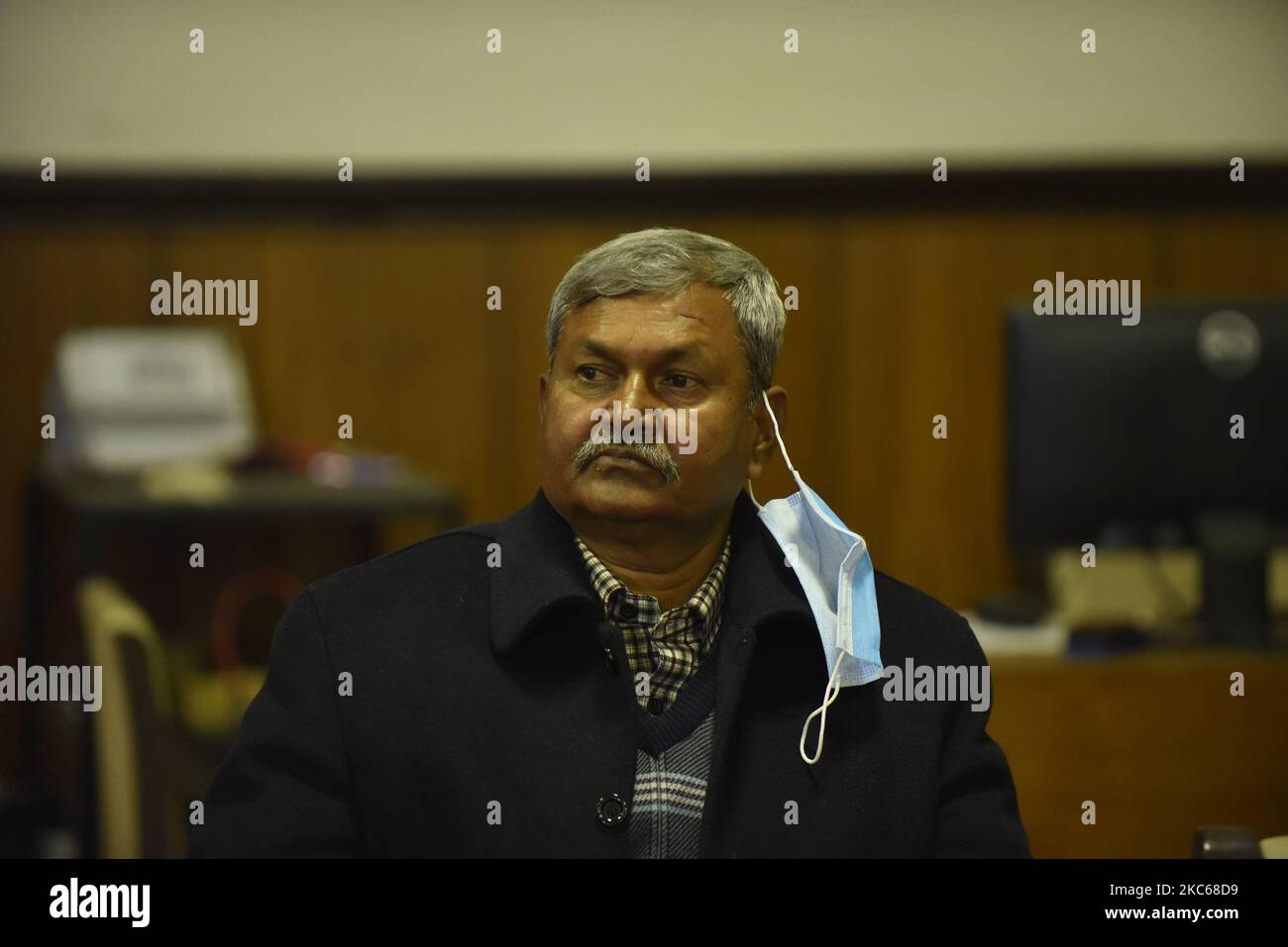 A Portrait of Minister for Labor Rameshwar Ray Yadav after announcement ...