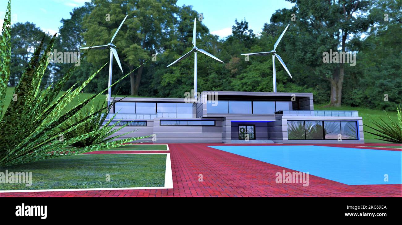 Wonderful country house in a park area. Green lawns and footpaths lined ...