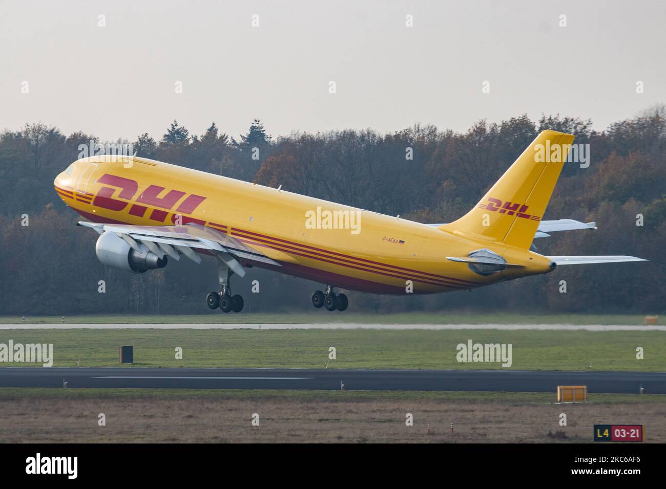 Airbus A300 DHL - EAT Leipzig cargo freight aircraft as seen taxiing ...