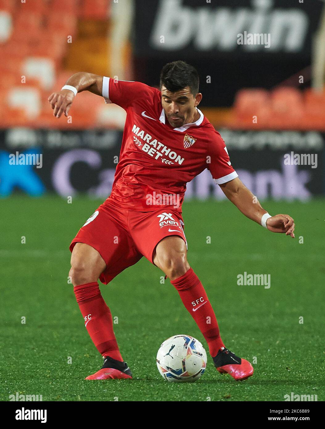 Marcos Javier Acuna of Sevilla during the La Liga Santander mach ...