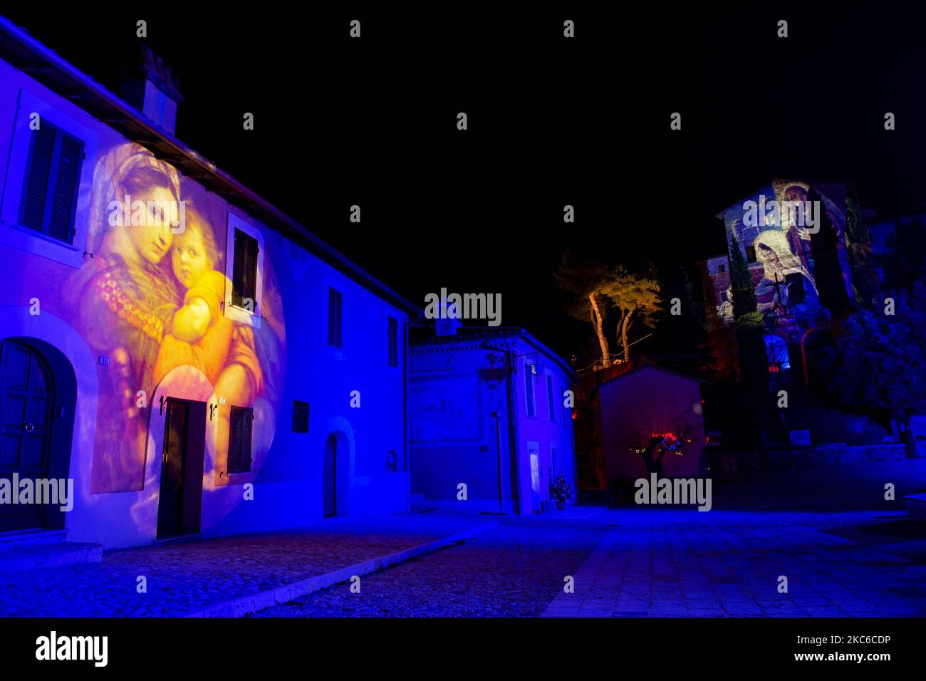 A general view of the town of Greccio, Italy, on December 23, 2020 ...