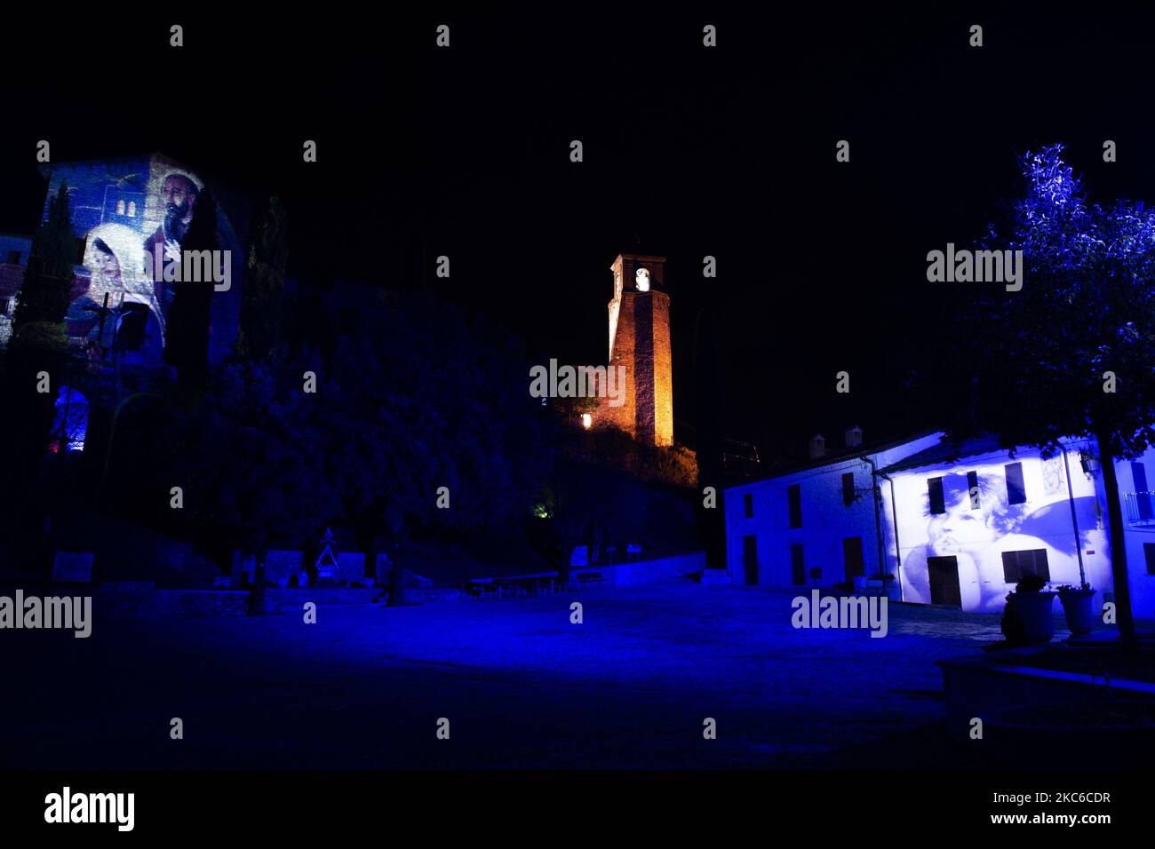A general view of the town of Greccio, Italy, on December 23, 2020 ...