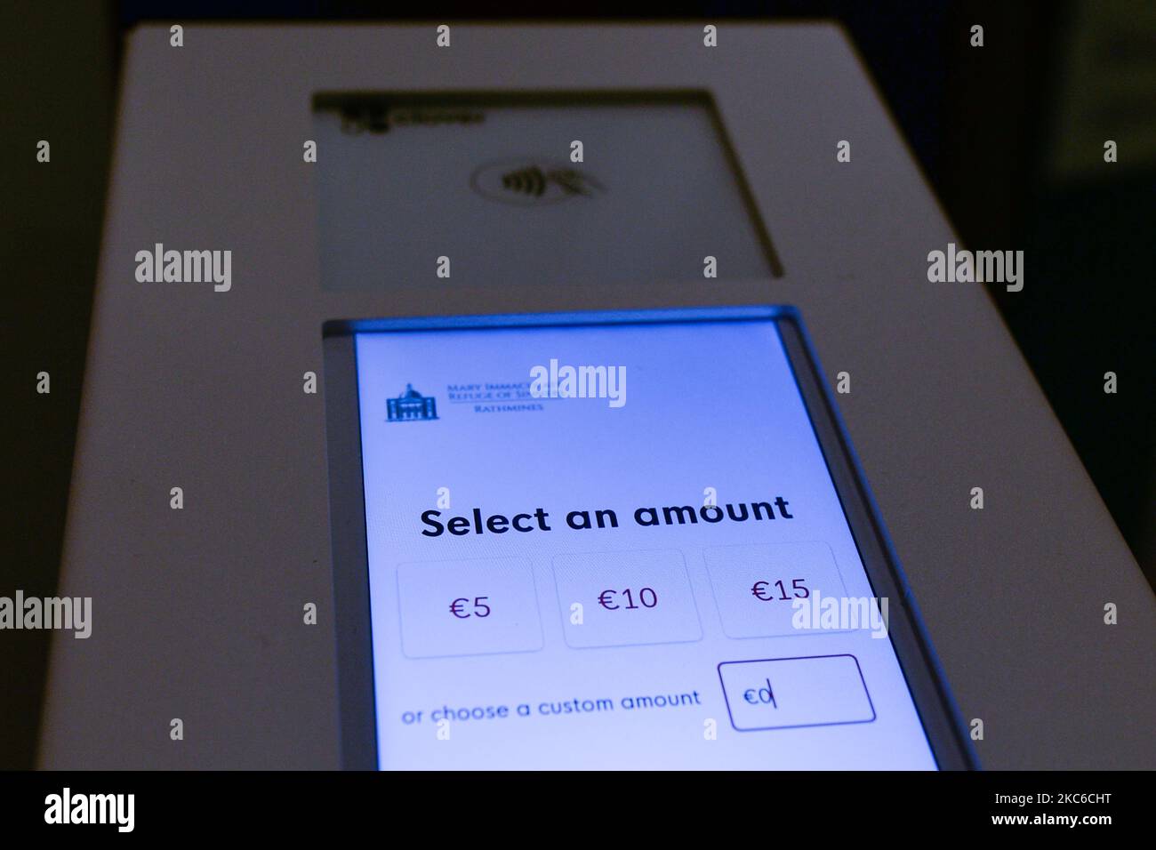 Electronic mass collection machine seen at the entrance to Mary ...