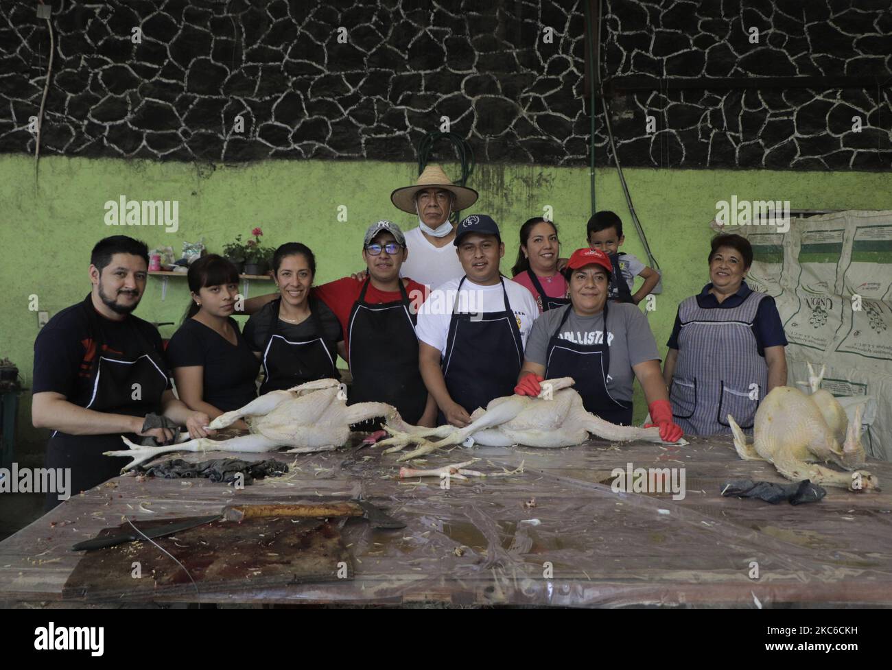 Members of the Montes family from Zapotitlán, Tláhuac, pose during a ...