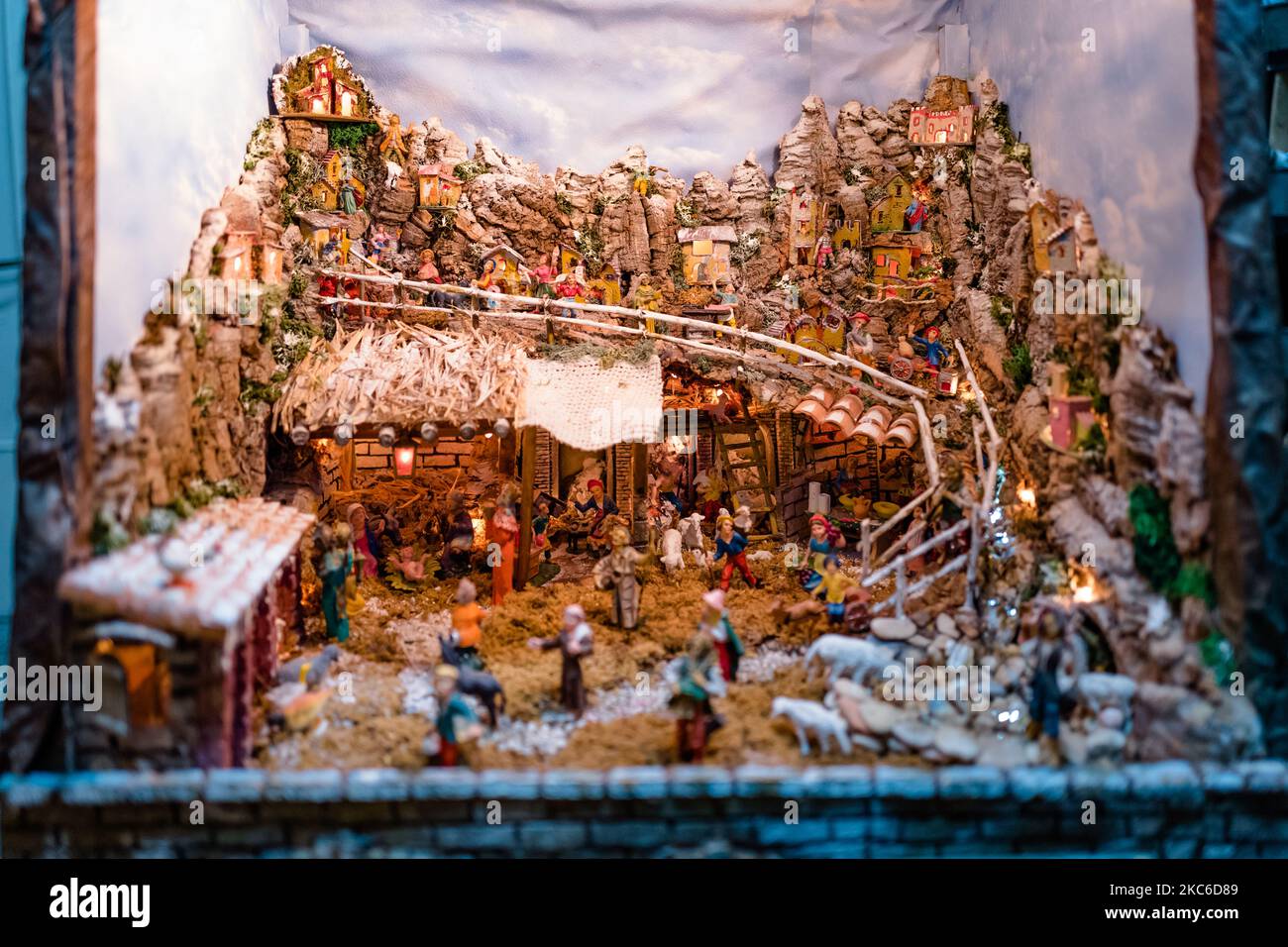 Nativity scene under construction by Giuseppe Magarelli, one of the ...