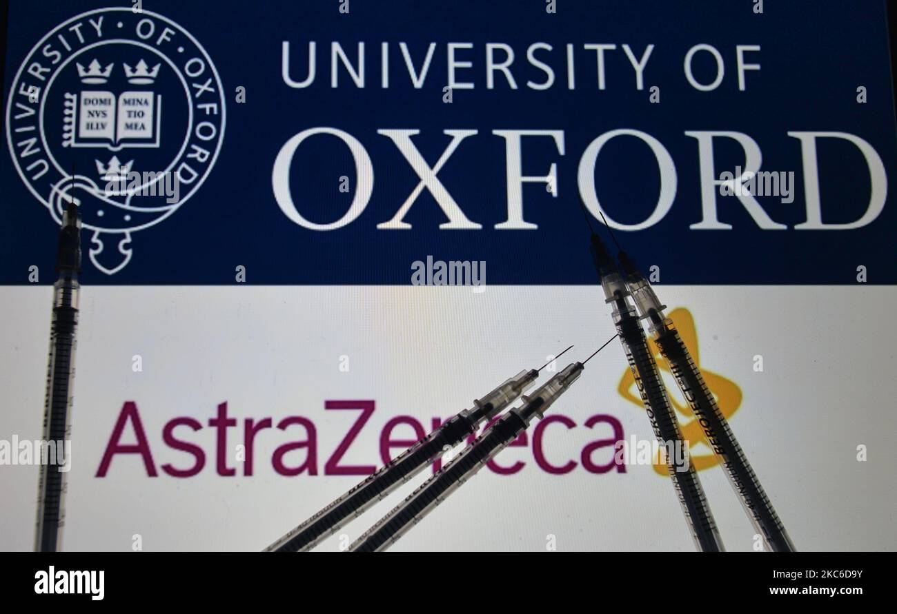 An illustrative photo showing medical syringes seen in front of ...