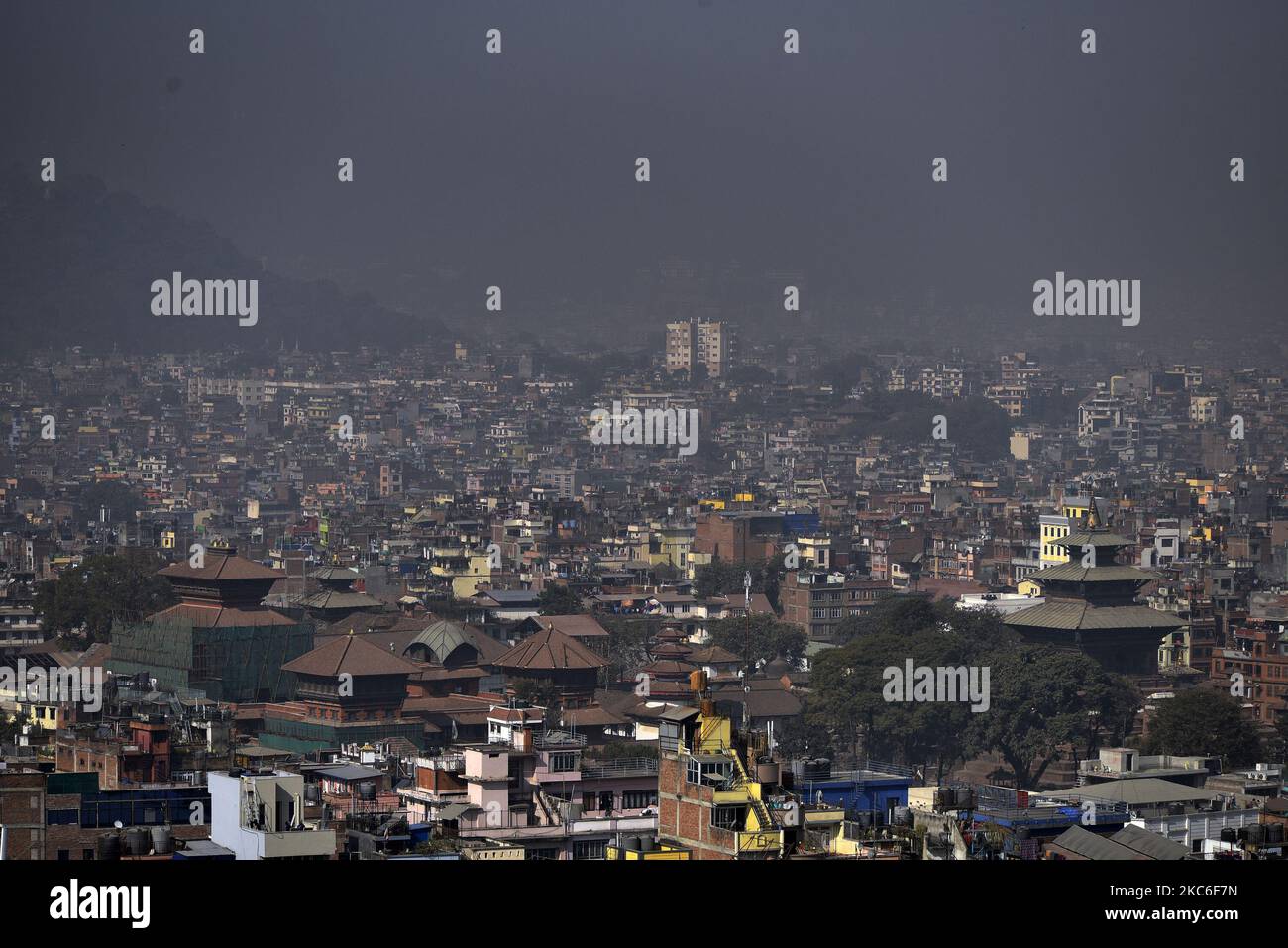 A view of Kathmandu Durbar Square, a UNESCO world heritage site seen ...
