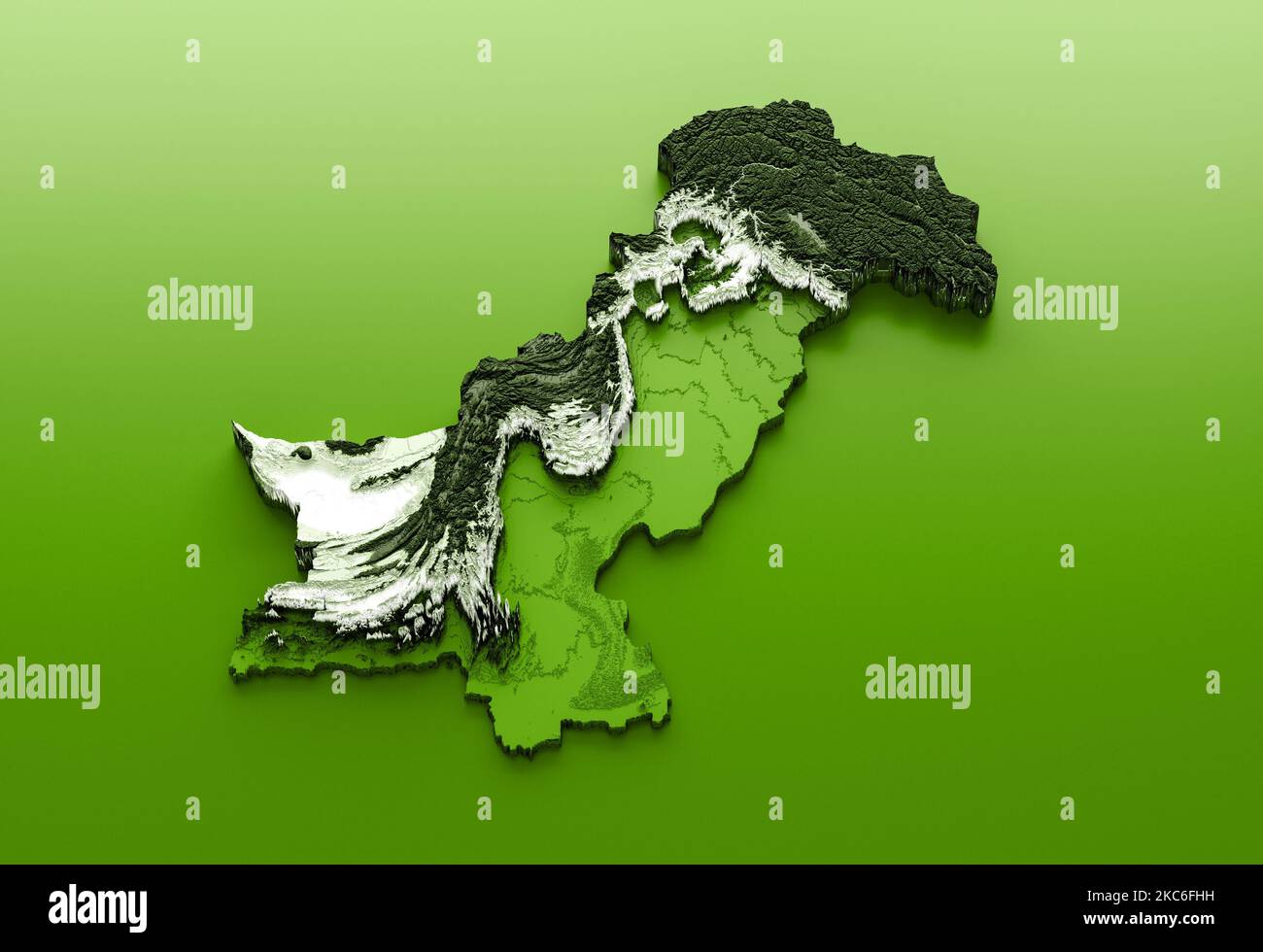 A 3D render of the Pakistan Map on a green background Stock Photo - Alamy