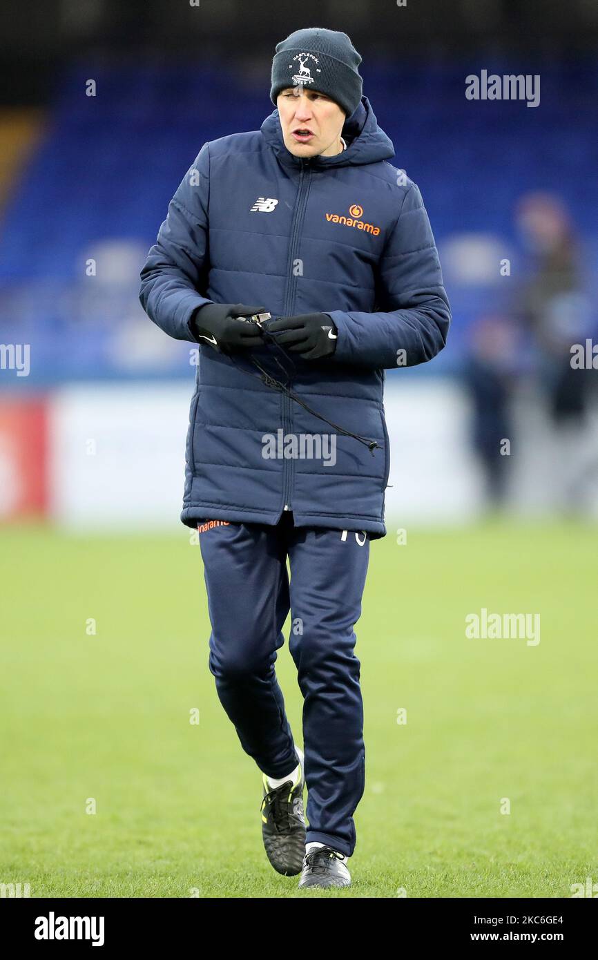Tony Sweeney the Hartlepool assistant coach during the Vanarama ...