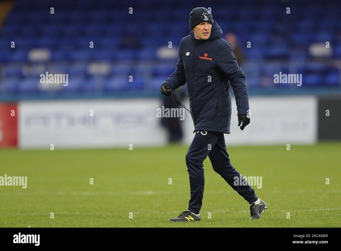 Tony Sweeney the Hartlepool assistant coach during the Vanarama ...