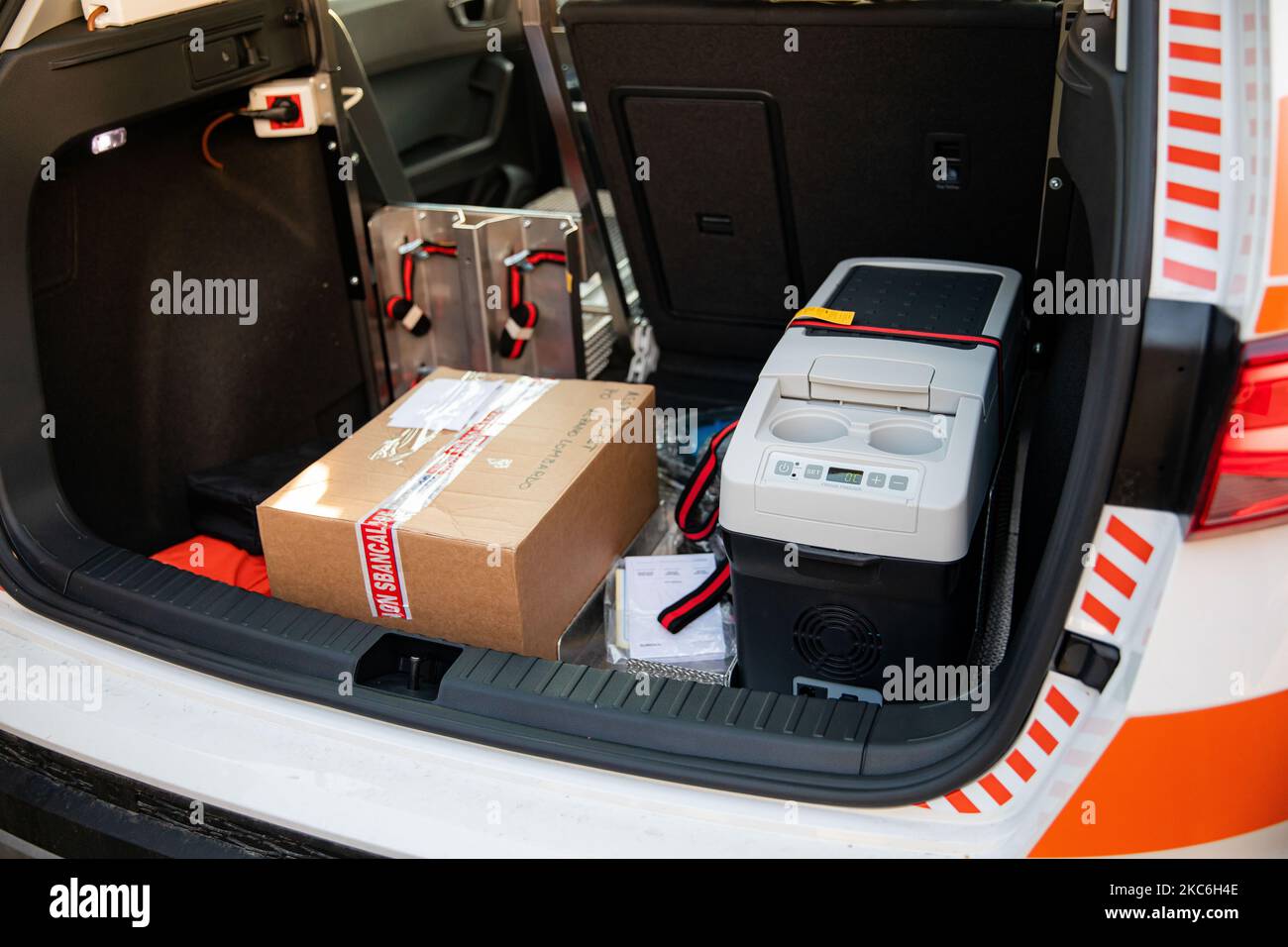 The medical cars transporting the first doses of Pfizer BioNTech ...