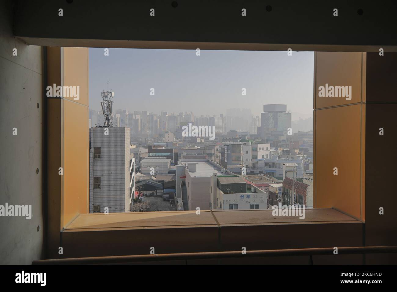 Fine dust blurs the cityscape of Daegu, South Korea, as ultrafine dust ...