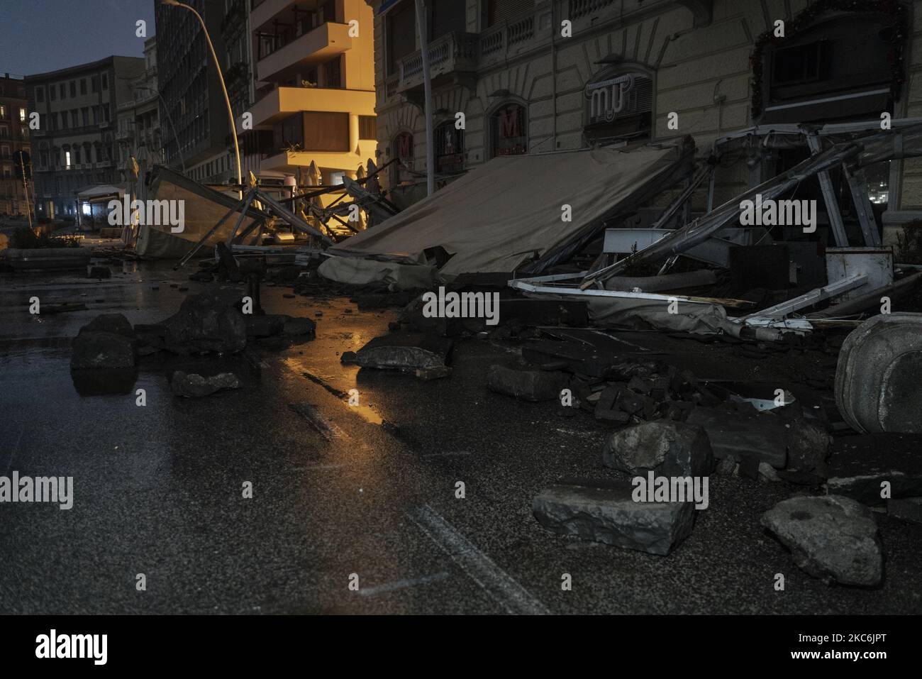 A violent storm hits Naples, Italy, on December 28, 2020. The water ...