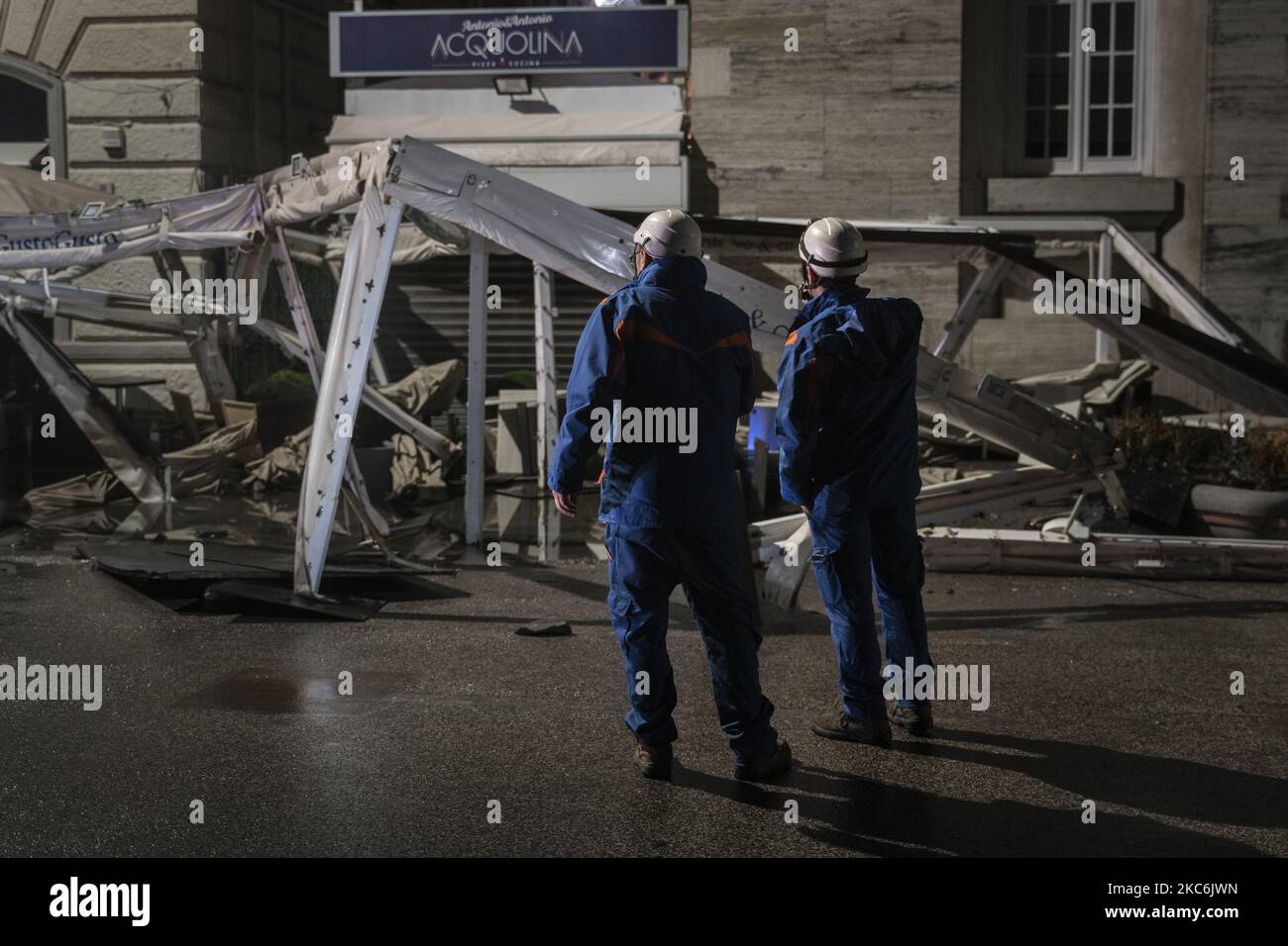 A violent storm hits Naples, Italy, on December 28, 2020. The water ...