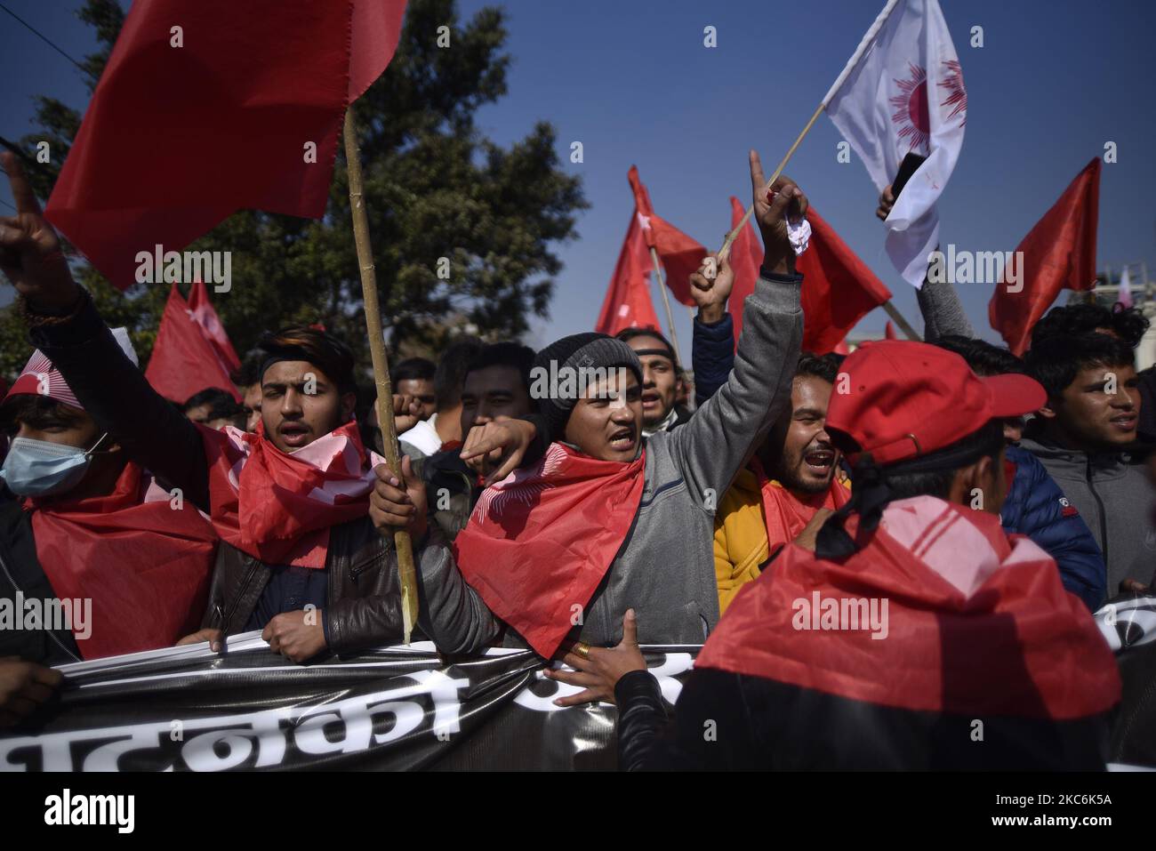 Protesters and Supporters of faction of ruling Nepal Communist Party ...