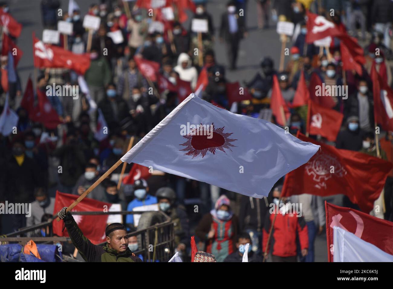 Protesters and Supporters of faction of ruling Nepal Communist Party ...