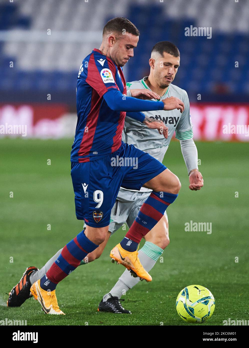 Roger Marti of Levante UD and Guido Rodriguez of Real Betis during the ...