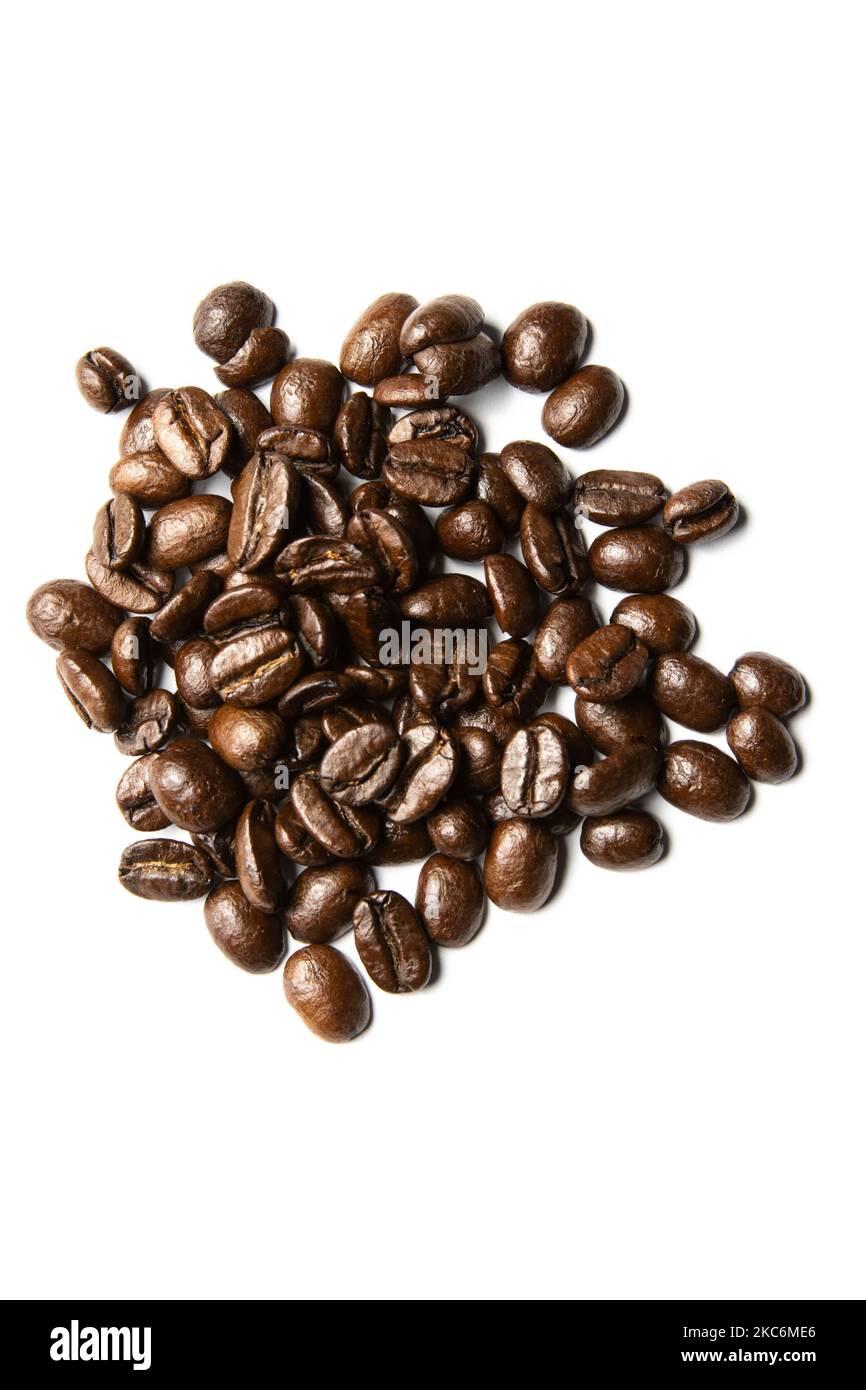 Raw organic Arabica variety coffee beans on white background isolated ...