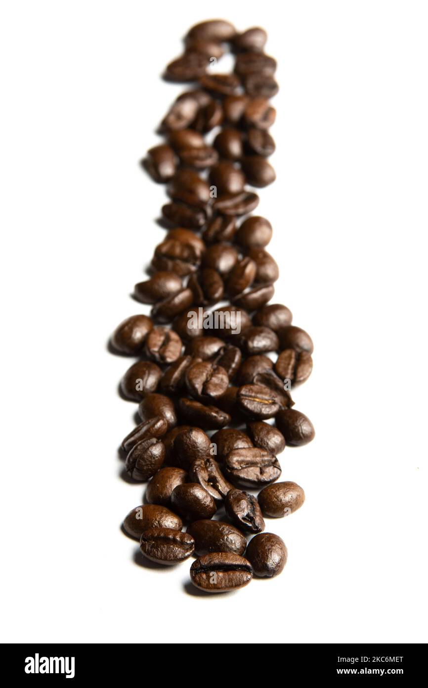 Raw organic Arabica variety coffee beans on white background isolated ...