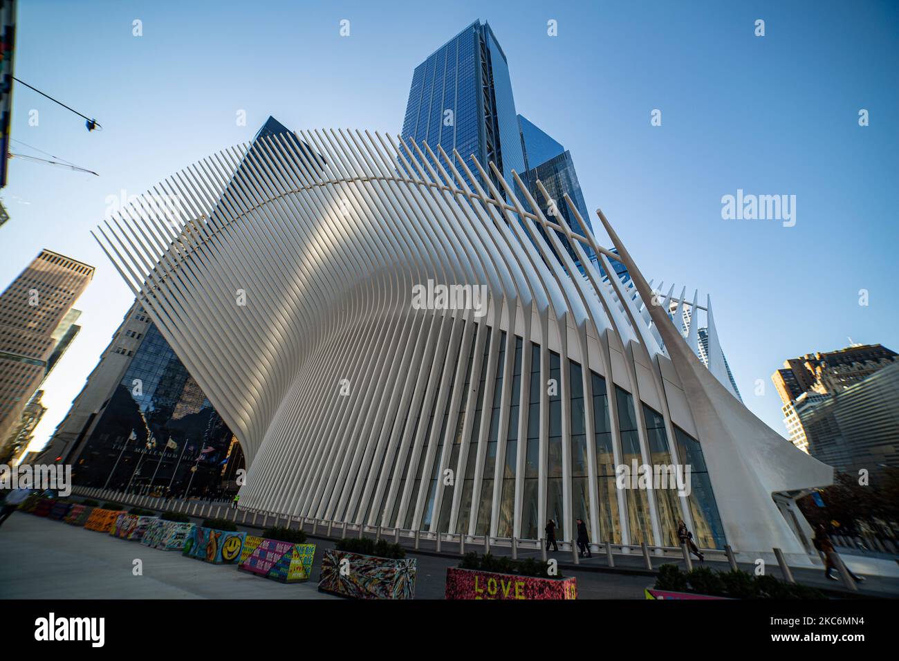 Exterior view of the modern contemporary architecture Oculus mall and ...