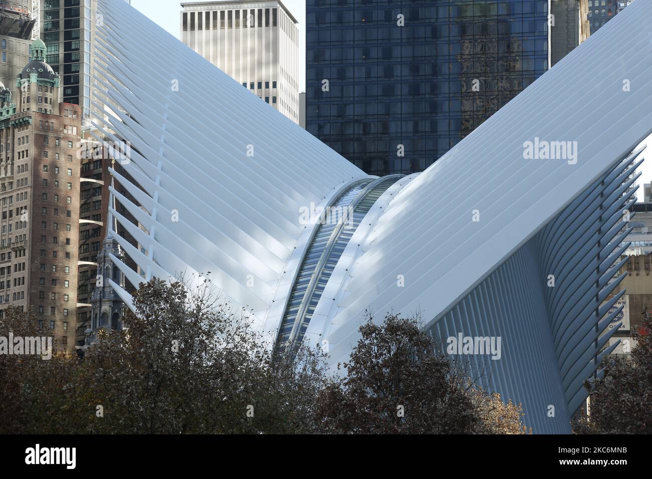 Exterior view of the modern contemporary architecture Oculus mall and ...