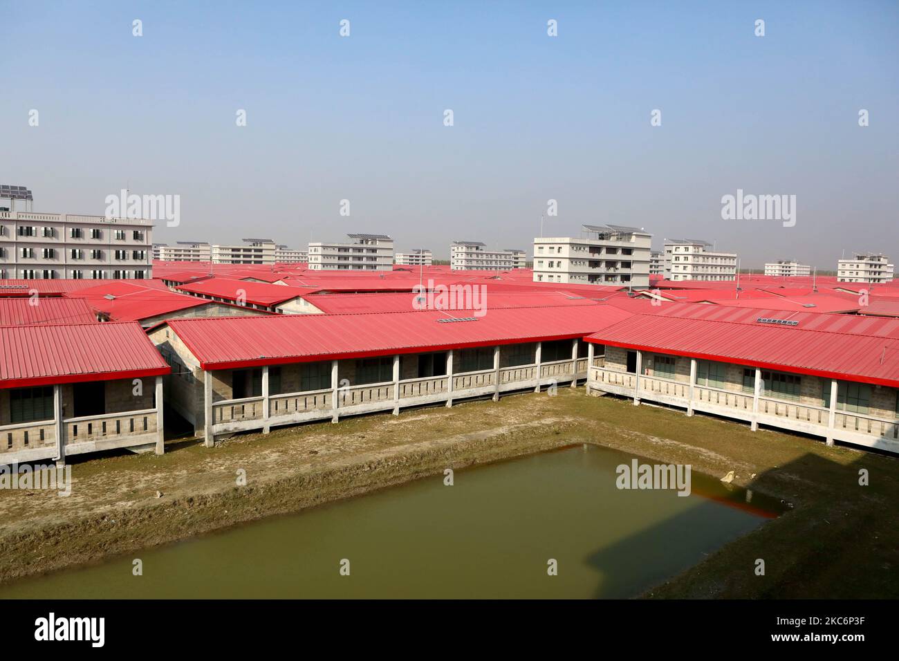A general view of the housing complex of Bhashan Char island where ...