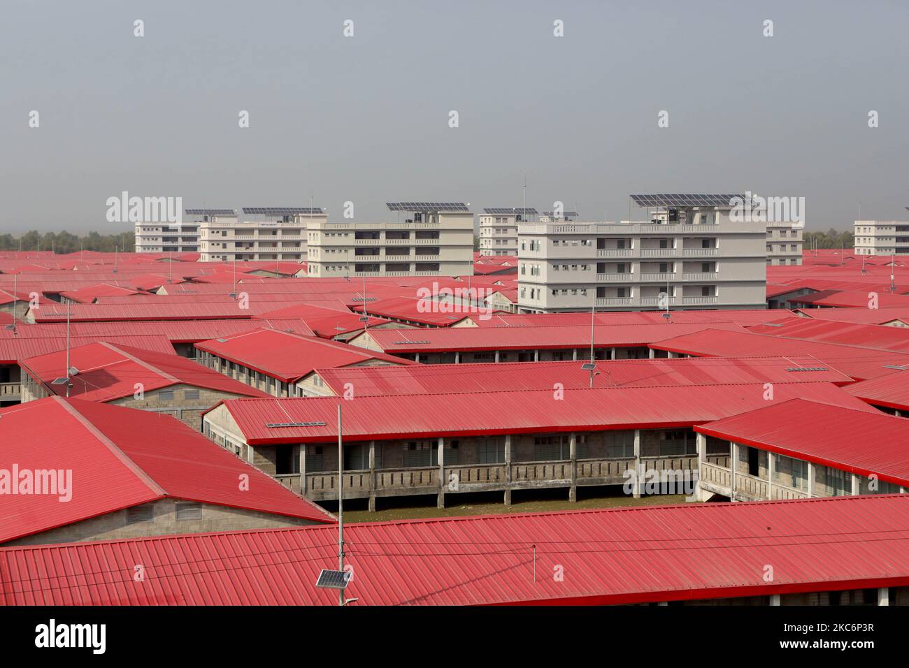 A general view of the housing complex of Bhashan Char island where ...