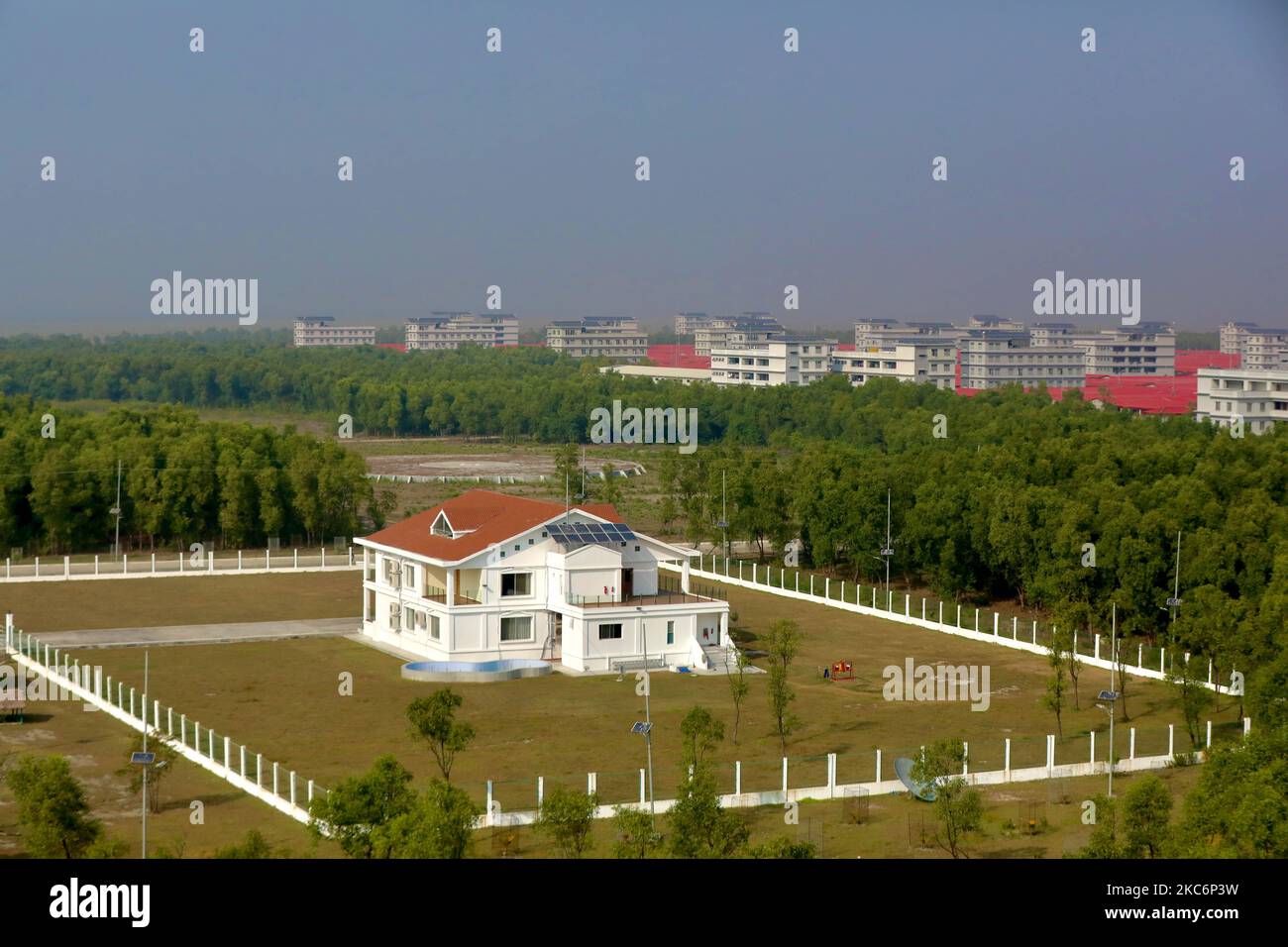 A view of a VVIP residential building at Bhashan Char island where ...