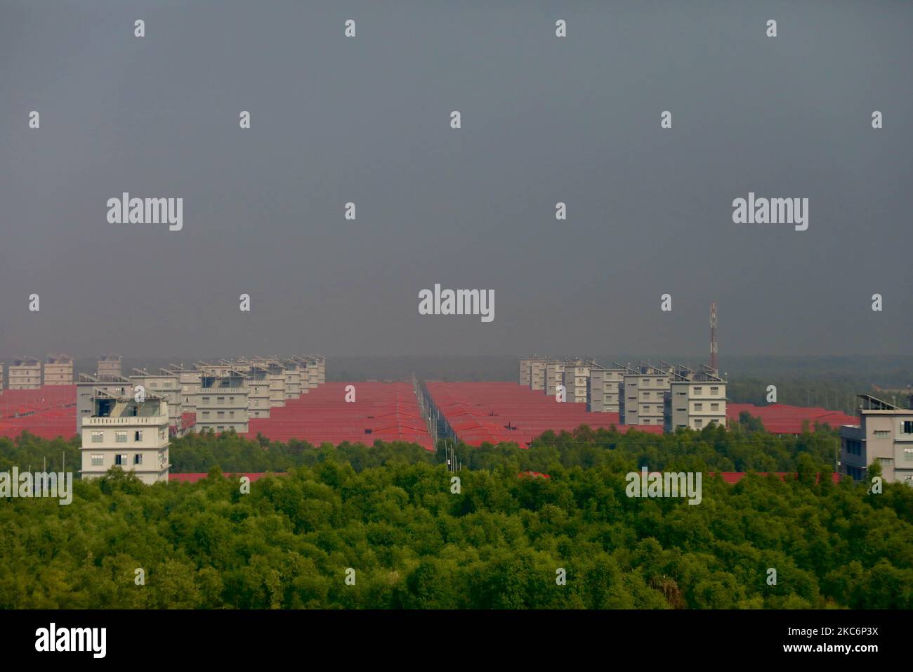 A general view of the housing complex of Bhashan Char island where ...