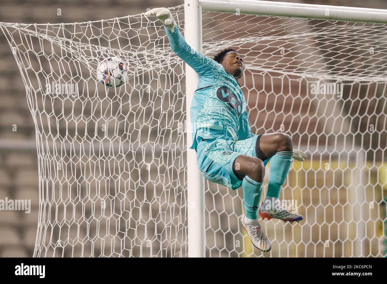 SL16's goalkeeper Matthieu Epolo pictured in action during a soccer ...