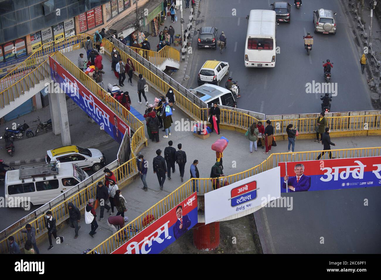 Daily Life of Nepalese people's selling warm clothes in the overhead ...