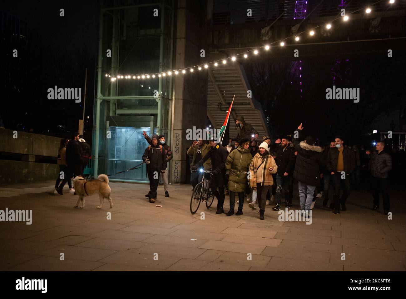 A group of people protests against the Israeli occupation of the ...