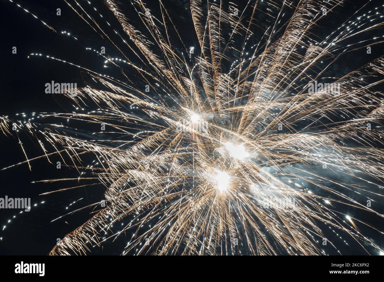 New year's fireworks in Naples as seen from Capodimonte hill, on ...