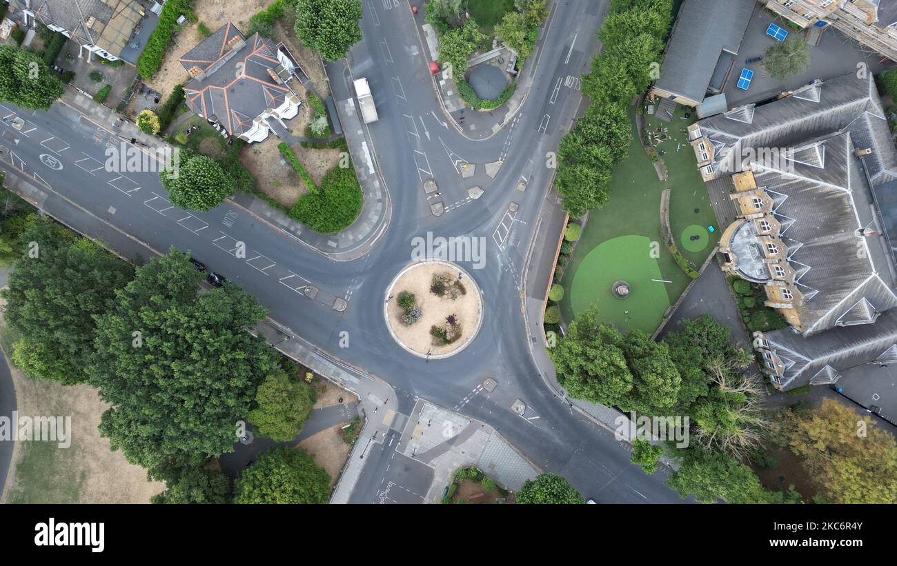 An aerial view of roundabout traffic circle in London Stock Photo - Alamy