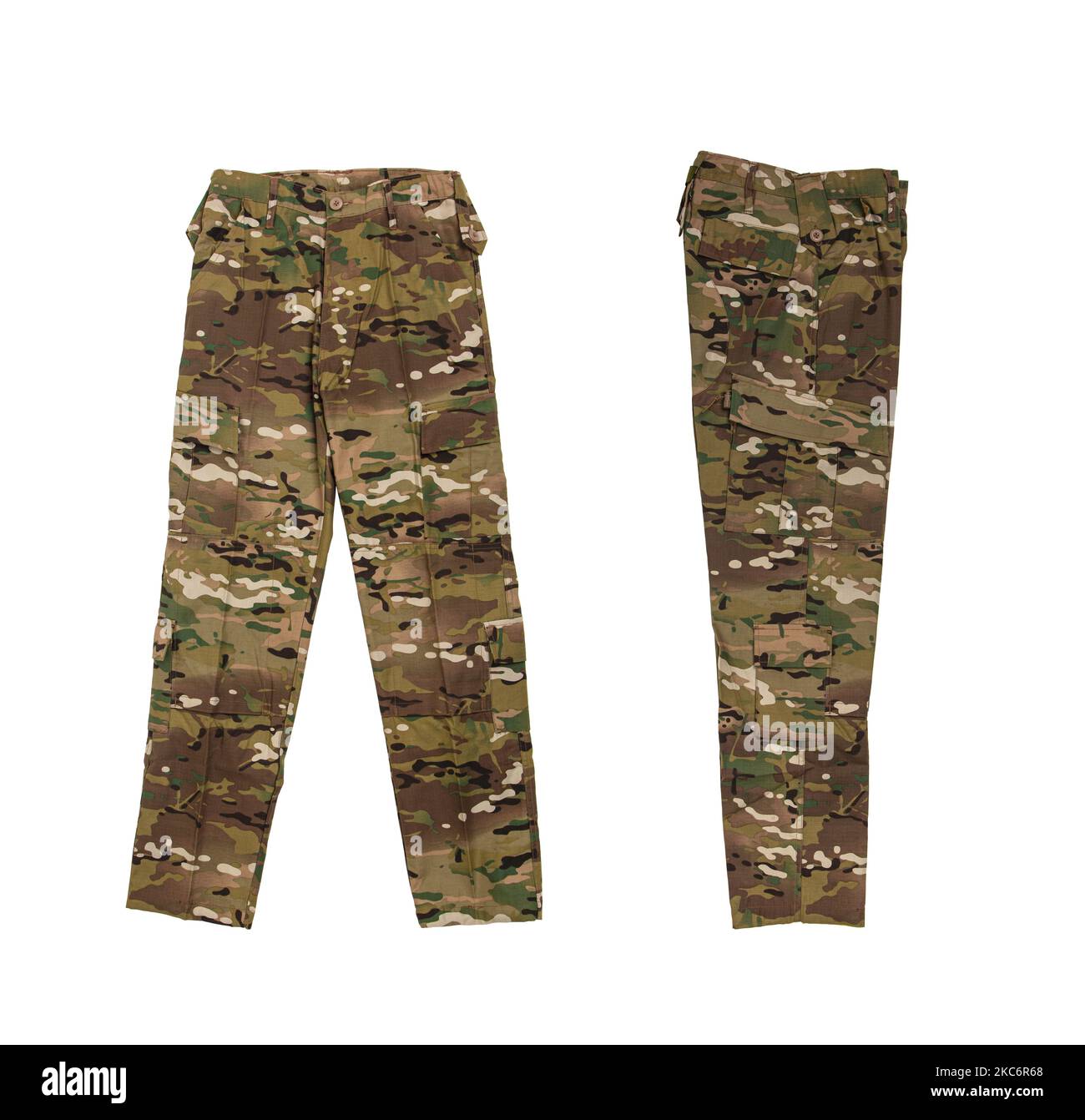 Camouflage military pants. Soldier clothes. Isolate on a white ...