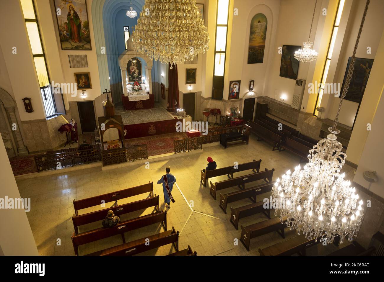 An Interior view of the Saint Gregory church during a New Year mass ...