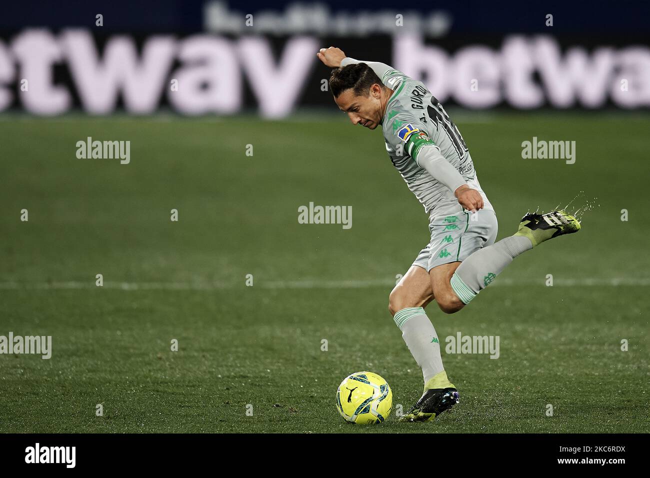 Andres Guardado of Betis does passed during the La Liga Santader match ...