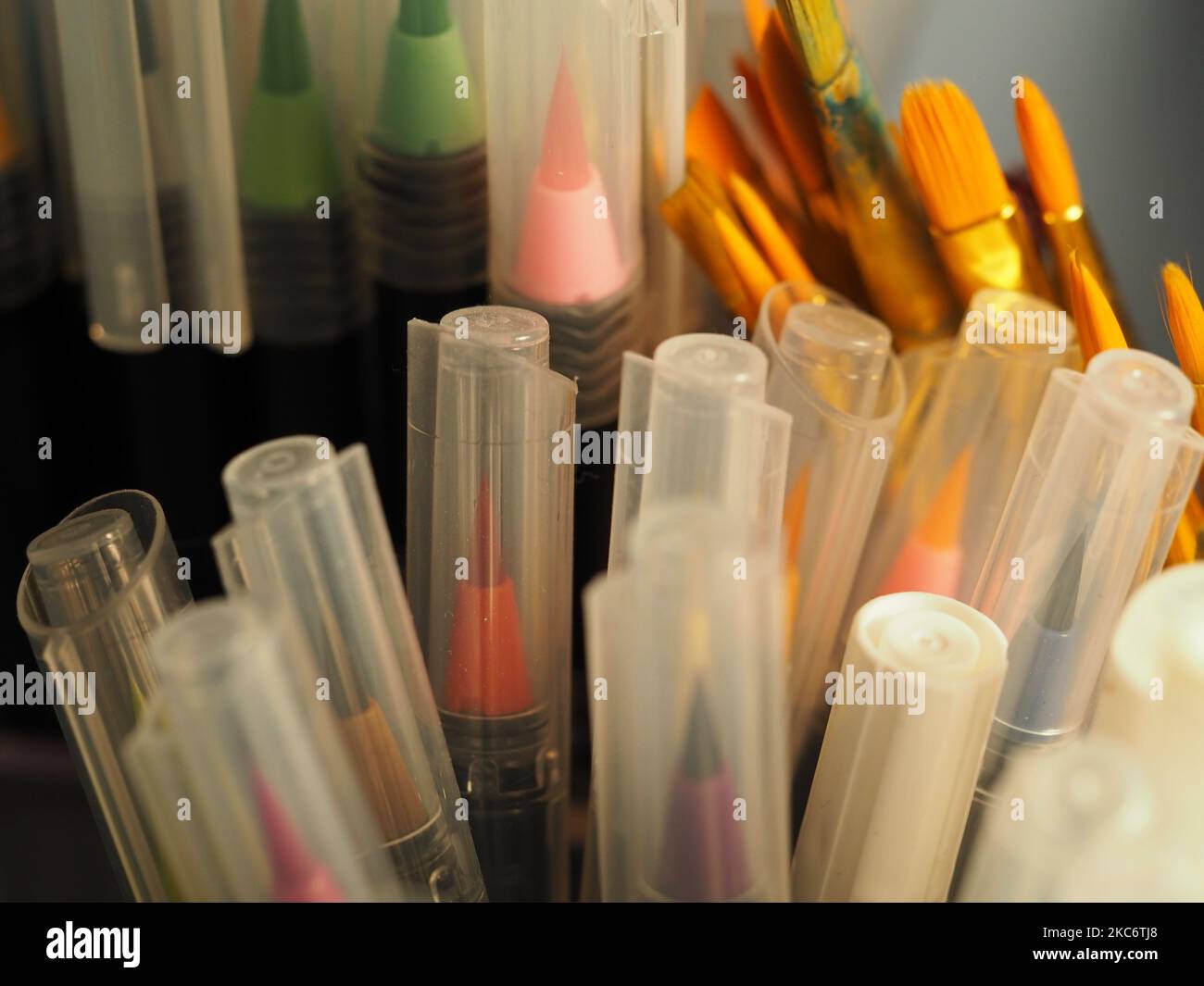 Water Color Paint Brushes Grouped in a Messy Bunch Stock Photo - Alamy