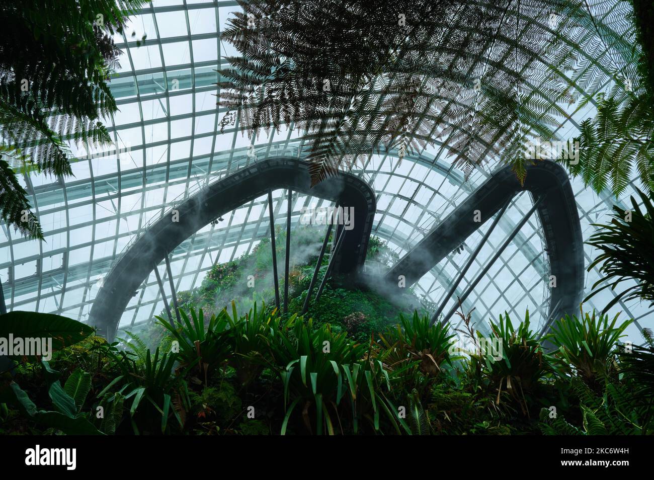 An interior of Inside cloud forest dome of Gardens by the bay Stock ...