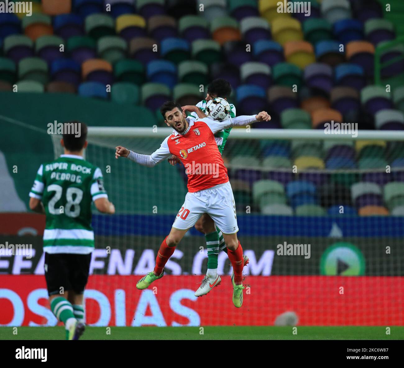 Luis Neto of Sporting CP and Paulinho of SC Braga in action during the ...